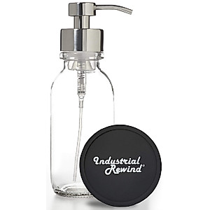 Clear Glass Soap Dispenser with Chrome Metal Pump - Wide Mouth 16oz Glass Bottle Includes Non Slip Bottom and Counter top Protector. (Clear/Chrome)