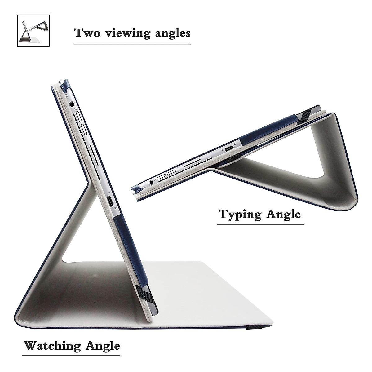 Bige for Latitude 7320 Detachable Case,PU Leather Folio 2-Folding Stand Cover for Dell Latitude 7000 7320 Detachable 13" 2-in-1 (2021) Tablet (Not fit Other Dell Laptop),Dark Blue