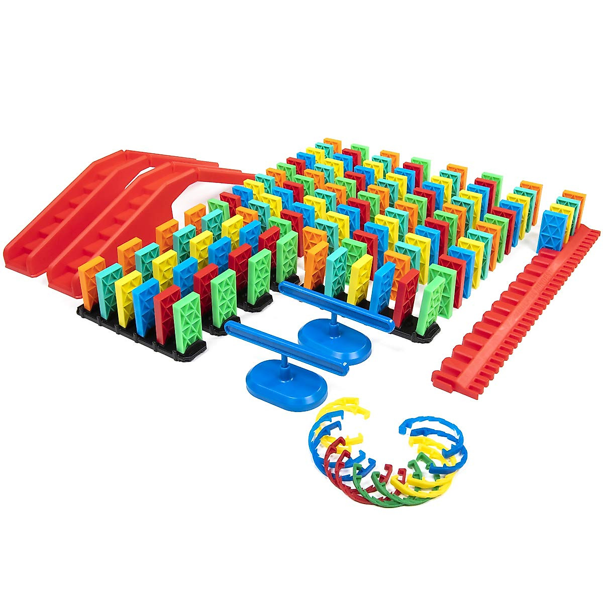 Bulk Dominoes Kinetic Domino Kit | Dominoes Set, STEM STEAM Small Toys, Family Games for Kids, Kids Toys and Games, Building, Toppling, Chain Reaction Sets (143pc)