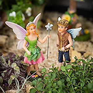 PRETMANNS Fairies for Fairy Garden Outdoor - Fairies for Garden with a Fairy Sign - Small Garden Fairies for Garden - 3 Piece Fairy Garden Kit - Prince & Princess Fairy Garden Fairy Figurines