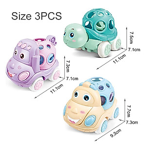 ZMZS Baby Car Toys for 6 to 12 Months,Infant Soft Rubber Push and Go Vehicles,Toddler Rattle Roll Car Friction Powered Truck Toy,Preschool Learning Gift for 1 2 3 Years Old Boys Girls