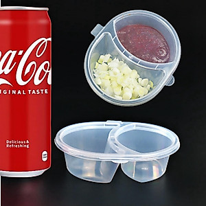 YEEZUNPU 20Pcs Double Compartment Condiment Container, Portable Reusable Sauce Container, Dual Compartment Containerfor for Condiment, Dip, Sauce, Sampling and Travel Snacks
