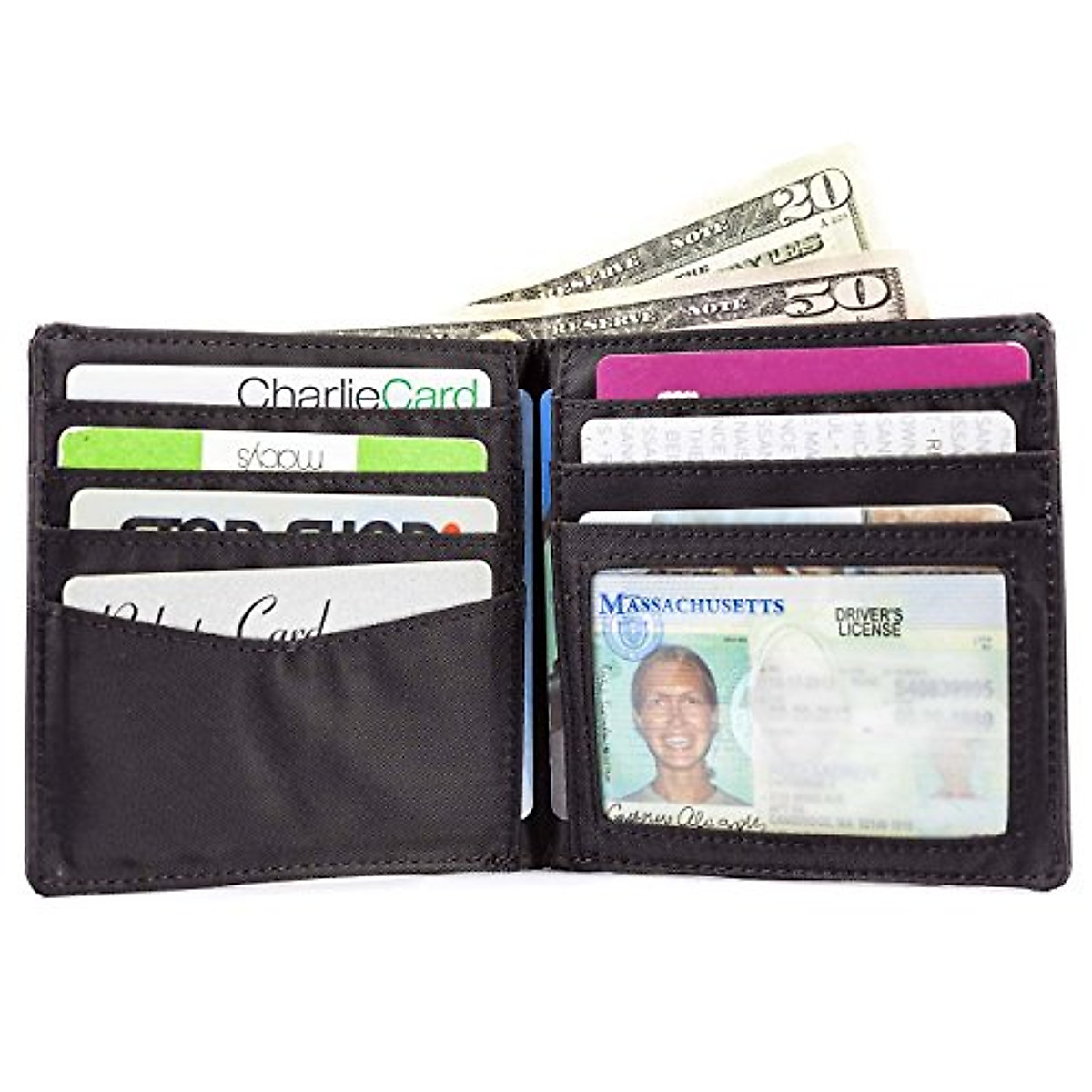 Big Skinny Men's World Leather Bi-Fold Slim Wallet, Holds Up to 35 Cards, Black