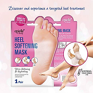 Epielle Foot Pedi Mask (Heel Softening Mask 2pk) Moisturizing Socks Heel Therapy for dry, cracked and callous rough heels | Foot Spa, Self Foot Care, Summer Foot | Ultra Softening & Hydrating. STOCKING STUFFERS!!