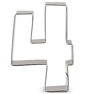 LILIAO Number 4 Cookie Fondant Biscuit Cutter for Birthday/Anniversary/Special Day - 2.6 x 3.6 inches - Stainless Steel