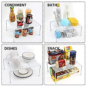 Set of 6 Mesh Kitchen Shelves Cabinet Storage Shelf Rack (13.1 x 10.2 Inch) ，Kitchen Bathroom Pantry Cupboard Desk Home Office, Fridge, Cabinet, Bathroom Cupboard, Non-slip Plastic Feet (White)