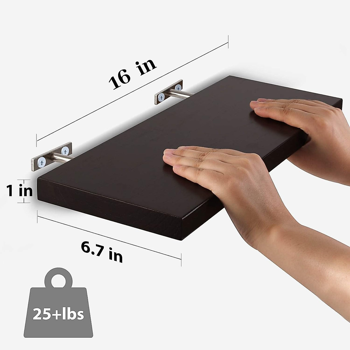 SAUMONIERES Floating Shelves Wall Shelf Solid Wood for Bathroom Bedroom Kitchen Wall Decor Set of 3, Espresso Wall Shelves