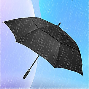 Goothdurs 62 Inches Golf Umbrella Automatic Open Windproof Waterproof Large Double Canopy Vented Rain Stick Umbrellas for Men Women