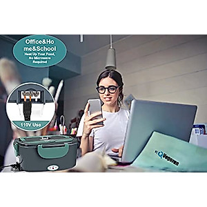 Vegoran Electric Lunch Box Food Heater,2 in 1 Portable Faster Food Warmer with 1.5L Removable Stainless Steel Container for Car/Truck/Home Work Adults, 12v/24v/110v/60w (Dark Green)