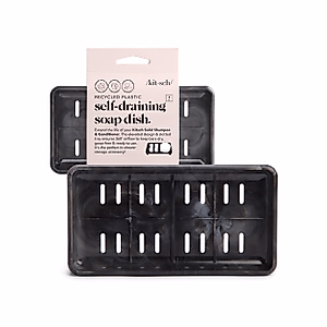 Kitsch Soap Dish for Shower - Self Draining Bar Soap Holder for Shower Recycled Plastic Soap Saver for All Soap Sizes | Soap Dishes for Bar Soap | Soap Tray for Bathrooms, Black