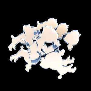 Super Cool Creations Poodle Dog Shaped Crafting Mirrors, Set of 10, Many Colours, Shatterproof Acrylic, Silver Mirror, Pack of 10 x 10cm