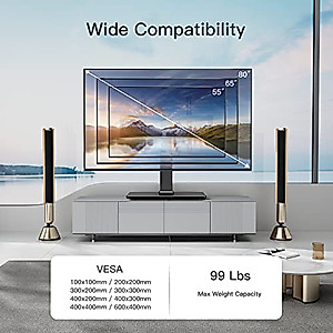 Universal TV Stand for 32-80 Inch LCD/LED/OLED TVs Tabletop TV Stand Base with VESA up to 600x400mm Height Adjustable TV Stand Mount Holds up to 99lbs with Tempered Glass- APTVS07