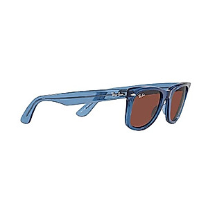 Ray-Ban RB2140 Original Wayfarer Square Sunglasses, Transparent Blue/Red, 50 mm