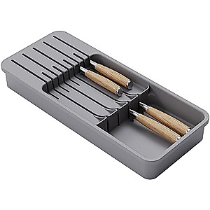 Lifewit Knife Drawer Organizer, Drawer Knife Block for 9 Knives, 2 Tier Knife Insert Holder Storage for Kitchen Drawer Countertop, Gray