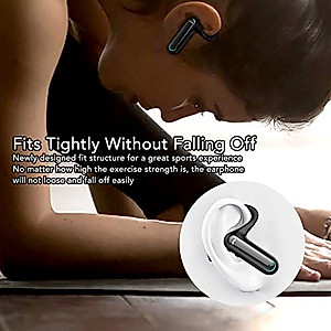 Single Ear Bluetooth Headset, Waterproof HiFi Bone Conduction Headphones Stereo Wireless Earphone for Sports, Running, Driving, Bicycling, Hiking