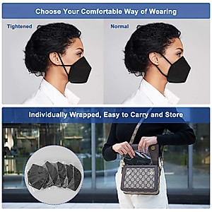 BLScode KN95 Face Mask 60 Pack, Individually Wrapped 5-Layer Breathable Mask with Comfortable Elastic Ear Loops, Filter Efficiency≥95%