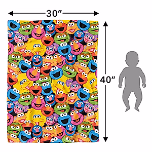 LOGOVISION Sesame Street Lightweight Baby Blanket, 30"X40", Character Head Collage Unisex for Infants Girls & Boys