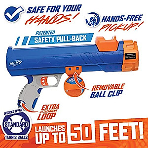 Nerf Dog Tennis Ball Blaster Dog Toy Blue/Orange, 16 Inch Compact Blaster with 1 Ball