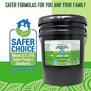 Charlie’s Soap Laundry Liquid Refill (800 Loads, 5 Gallon - 640 Fl Oz) Natural Deep Cleaning Hypoallergenic Laundry Detergent – Biodegradable Eco Friendly Sustainable Laundry Liquid