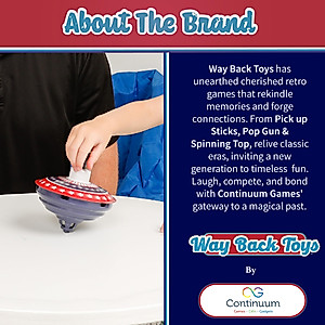 Way Back Toys Spinning Top, Novelty Easy to Spin Toy with Hand Spinner Gyro, Colorful Red White and Blue Pattern, Retro Spinning Toy for Ages 3 and up