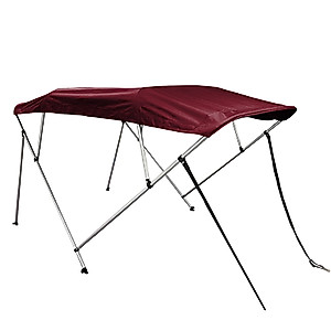 SavvyCraft 4 Bow Bimini Top Boat Cover Burgundy 4 Bow 96" L 54" H 97"- 103" W W/Boot & Rear Poles