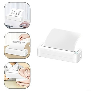 Portable Printer Wireless for Travel Thermal Printer A4 Thermal Paper, Inkless Printer Mobile Office(White)