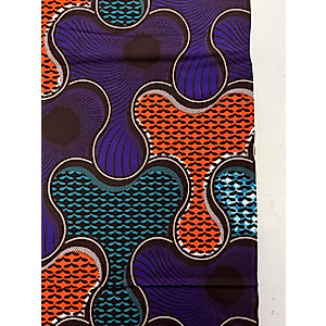 Classical Design African Guaranteed Wax Block Prints Fabric/African Ankara Wrapper Fabric Wax Fabrics /-Sell by 6 Yards-100% Cotton-for Dresses- Purple, Orange, Teal-Green, Burgundy, White,