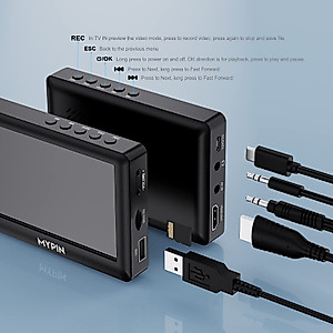 Video to Digital Converter, 4.3" AV Video Capture Box/Video Player, Record Video from VHS, HI8, Camcorder, Set Top Box or Any Source, Analog Video to Digital Converter, Built-in Stereo Speakers Mic-in
