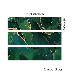 funlife Hand-Drawn Marble Pattern Peel and Stick Furniture Decals, Self-Adhesive Drawer Front Stickers for IKEA MALM Dresser, Faux Glitter Gold Emerald Marble