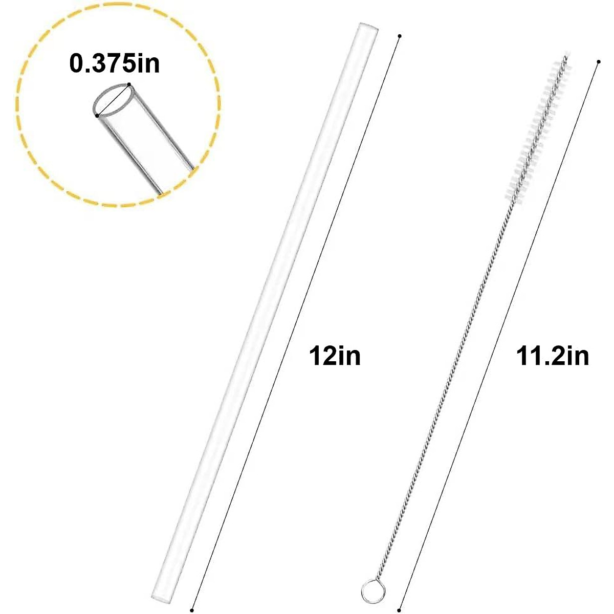 Replacement Straw for 40 oz Stanley Tumbler with Handle, 10 Pack Extra Long Straight Reusable Clear Straws with 2 Cleaning Brushes for Stanley Adventure Quencher Travel Cup Water Bottle Accessories