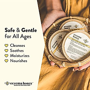 ECZEMA HONEY Gentle Oatmeal and Lavender Soap - Natural Eczema Body Wash - Daily Gentle Soap for Dry, Itchy, Sensitive, & Irritable Skin (3.3 Oz)