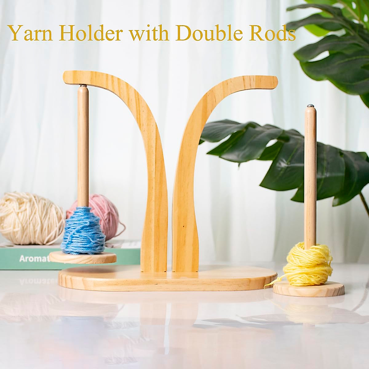 Kamostarr Wooden Yarn Holder for Crocheting, Magnetic Rotating Yarn Ball Holder, Yarn Spinner as Crochet Gift for Knitting Lovers