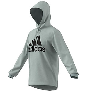 adidas Men's Essentials Logo Hoodie, Medium Grey Heather/Black, Large