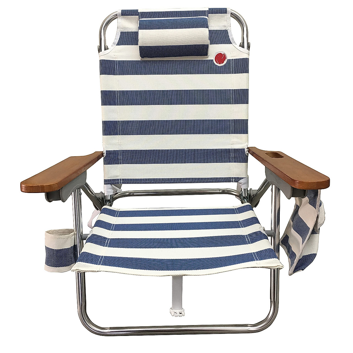 OmniCore Designs Multi-Position Wood Arm Beach Chair (2-pk) | Headrest, Media Organizer Pocket, Cup Holder, textilene Fabric, Dual Backpack Carry Straps | Outdoor Patio and Camping Chair