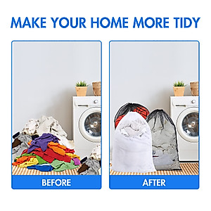 Berlune 30 Pack 24 x 36 Inches Large Mesh Bags for Laundry, Wash bags, Sturdy Mesh Material Closed with Drawstring, Factory, University, Dormitory, Travel and Apartment Dweller (Black, White)