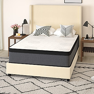 Merrick Lane Lofton 13" Euro Top Hybrid Mattress - Full Size - Individually Wrapped Pocket Springs - Certi-PUR US Certified Foam - Ships Compressed in a Box