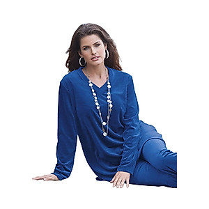 Roaman's Women's Plus Size Velour Jogger Set - 18/20, Black