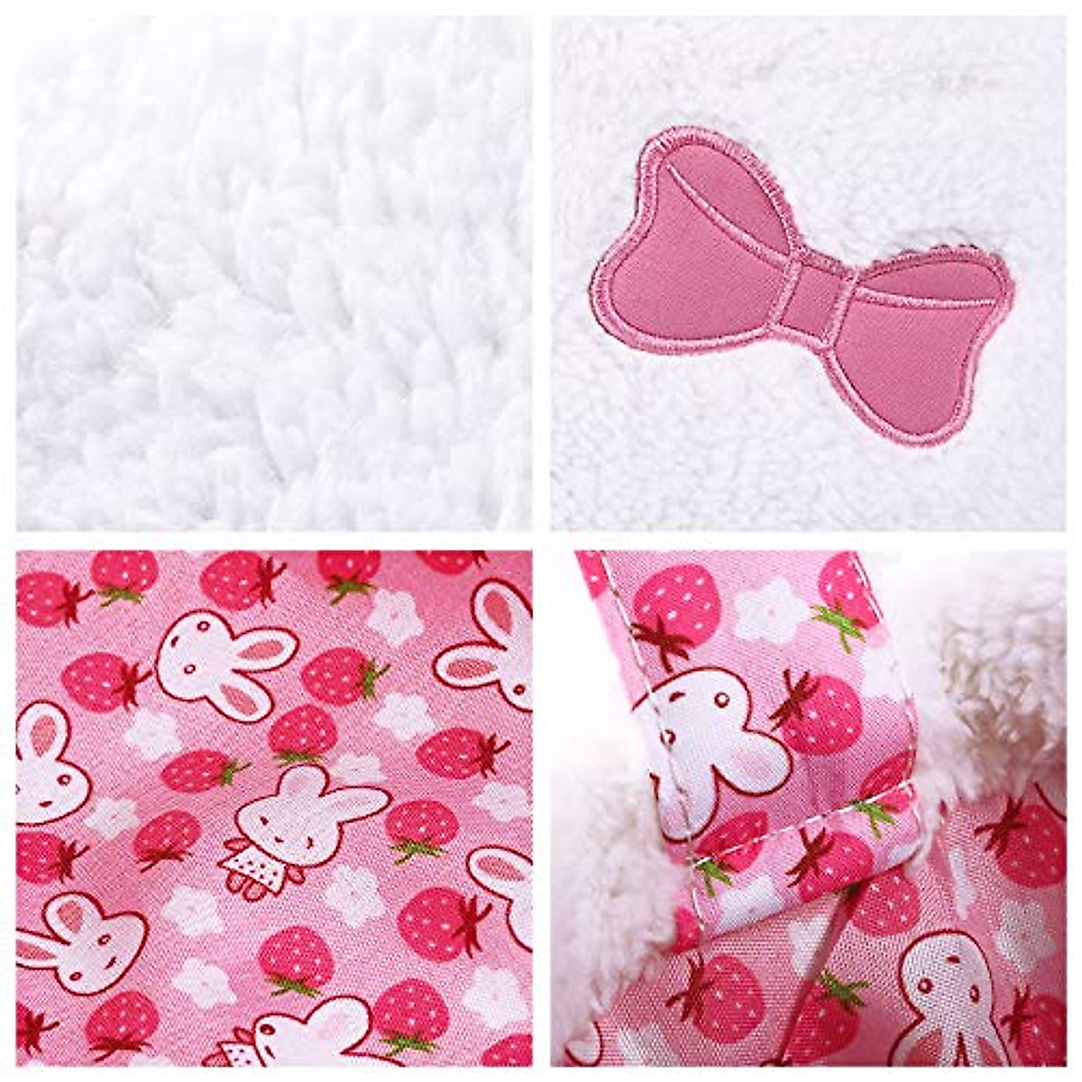 Easter Eggs Basket, Fluffy Bunny Baskets Cute Plush Rabit Basket with Foldable Bunny Ears, Easter Egg Hunts Easter Theme Party Supplies for Boys Girls (Pink)