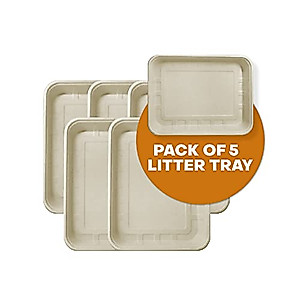 Emerging Green - Disposable Litter Box, Earth-Friendly Litter Pan, Mobile Rabbit and Cat Litter Tray, Cat Travel Must-Have with 1 Reusable Plastic Cover, Set of 5 Litter Boxes, 16.5 x 12.5 x 2 inches