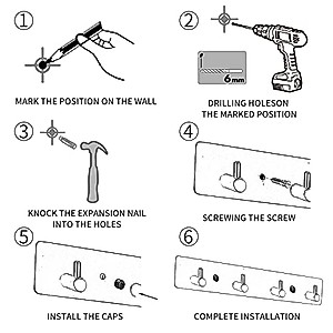 Black Coat Rack Wall Mounted - with 4 Hanging Hooks Stainless Steel Heavy Duty Modern Design Hanger Coat Hook Towel Hook, Bedroom Bathroom Kitchen Entryway Storage Wall Organizer for Hat Key Robes