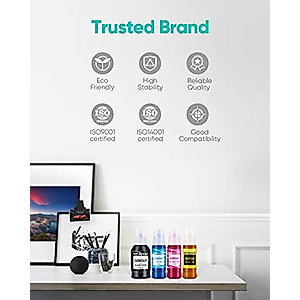 ecodot Compatible Refill Ink Bottles Replacement for Canon GI-21 GI21 GI-20 for G3260 G2260 G1220 All-in-One Wired Supertank(MegaTank) Printers (1 Black,1 Cyan,1 Magenta,1 Yellow, 4 Pack)