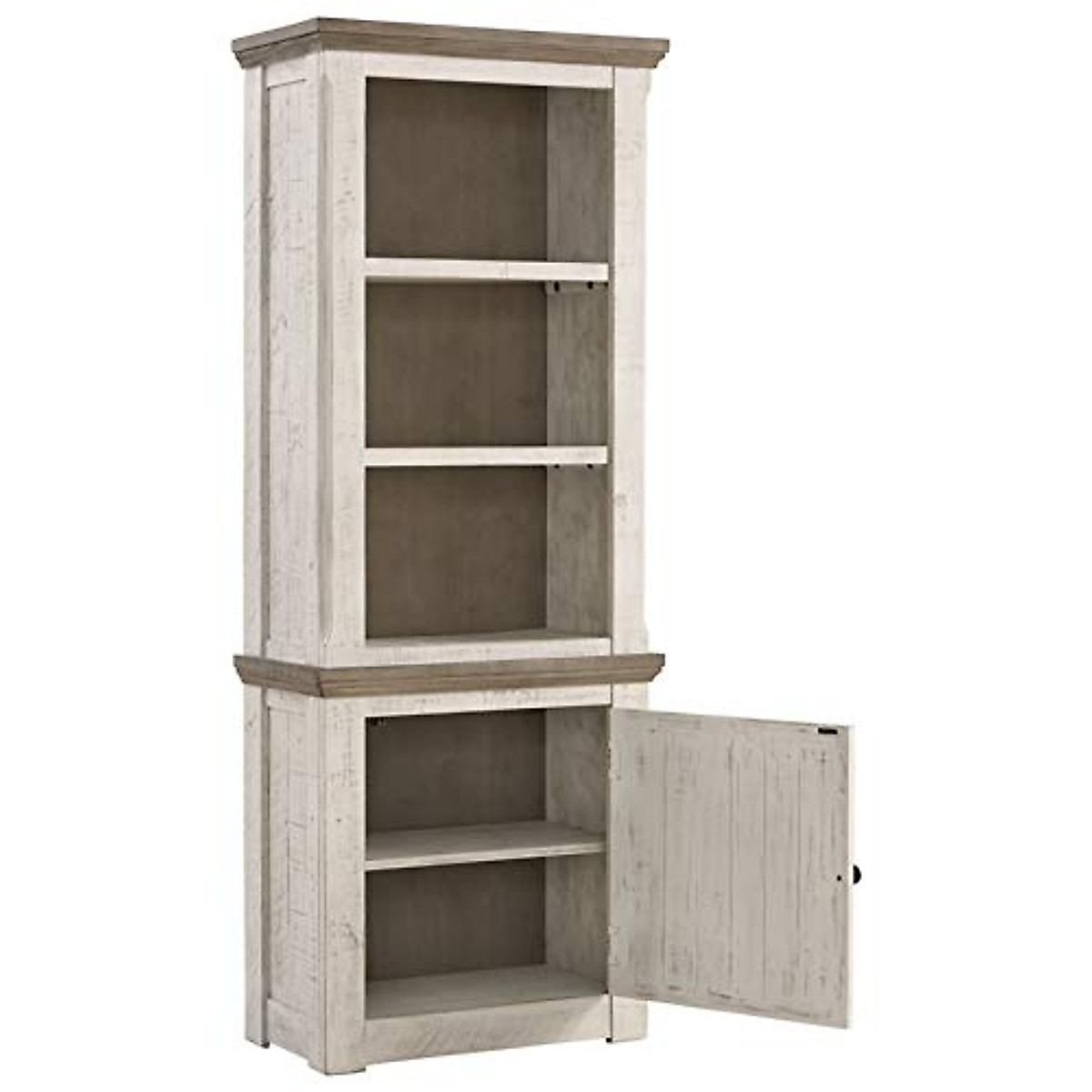 Signature Design by Ashley Havalance Modern Farmhouse Right Pier Cabinet, Shelves for Storage, Weathered Gray & Vintage White