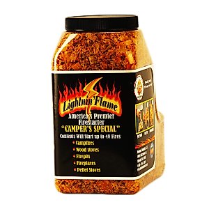 LIGHTNIN'FLAME FIRESTARTER - All Natural Food Safe. 3 qts ignites 48 Fires