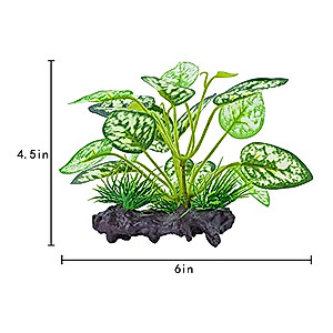 MRTIOO Reptile Artificial Plants, Terrarium Plants Decorations Supplies, Rainforest Ground Plant, Amphibian Habitat Hideout Tank Accessories (E)