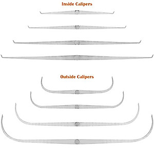 Rustark 8 Pcs Stainless Steel Long Firm Joint Metal Measurement Kit with Bent-Leg and Straight-Leg Inside Outside Caliper Tools Set for Measuring Pottery Clay Ceramic Sculpture(12" 10" 8" 4")