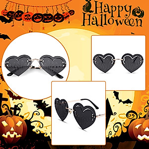 NULOOQ Rimless Halloween Sunglasses for Women Men Christmas Tree Glasses Party Prom Cosplay Rave Eyewear (Heart Black)