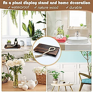 12 x 7 Inch Farmhouse Wood Tray for Bathroom Wood Pedestal Stand Riser Rustic Wood Soap Tray Soap Riser Wooden Soap Holder and Wood Bead Garland with Tassel for Kitchen Bathroom Sink Plant Bottles