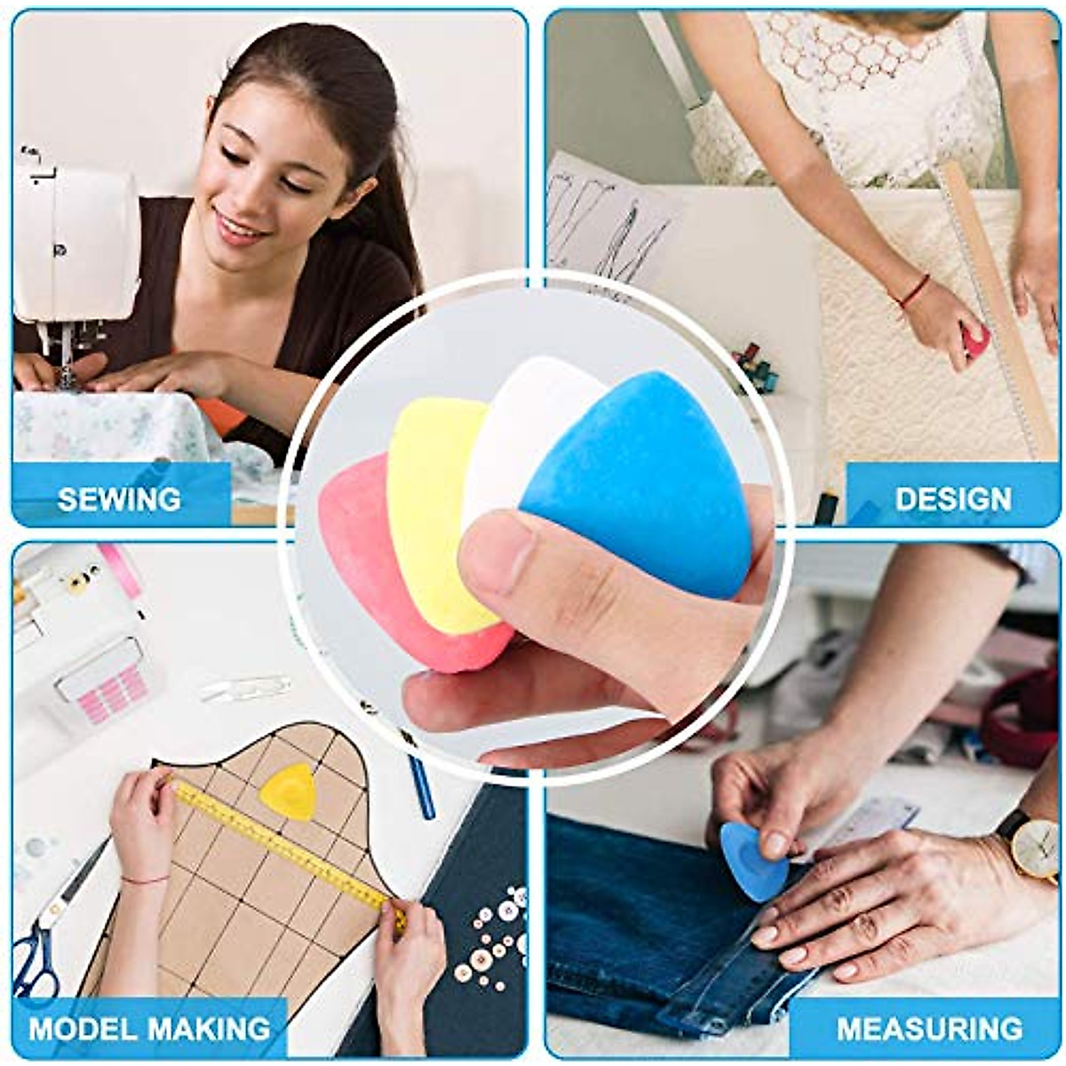 Tailors Chalk Triangle Tailor's Fabric Marker Chalk - Triangle Chalks for Tailoring, Sewing, Quilting, Crafting, Notions, Fabric Marking - Sewing Notions & Accessories (30 Pieces. Assorted Colors)