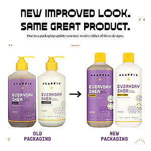 Alaffia EveryDay Shea Shampoo and Conditioner - Normal to Very Dry Hair, Cleans and Protects, Supports Balance pH for Luxurious Locks with Shea Butter and Coconut Oil, Lavender, 16 Fl Oz Each
