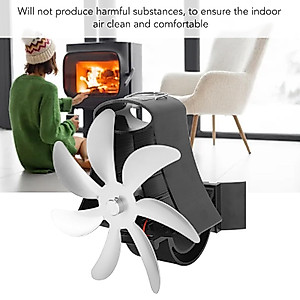Wood Stove Fan 7 Blade Heat Powered Silent Motors Magnetic Wall Mount (Silver)